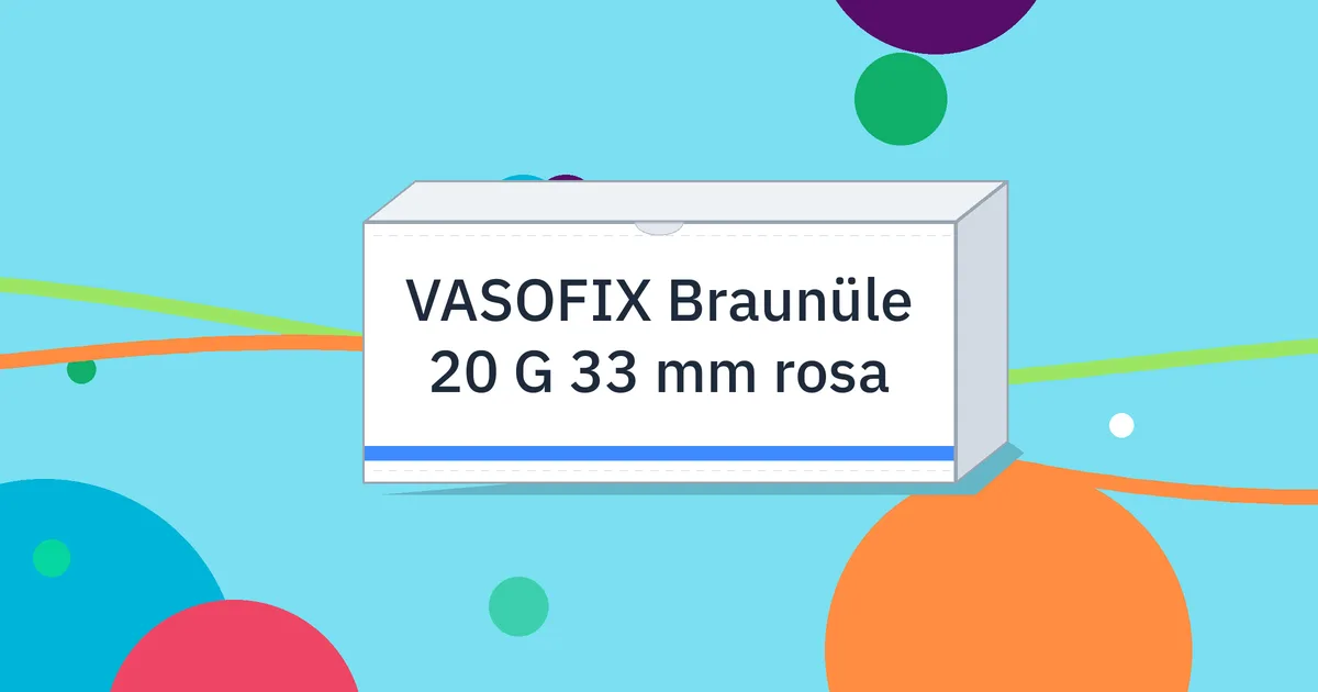 Symbolbild: Packung mit der Aufschrift VASOFIX Braunüle 20 G 33 mm rosa (PZN 18794911) – Verfügbarkeit und Bezug in Apotheken in Frankfurt am Main