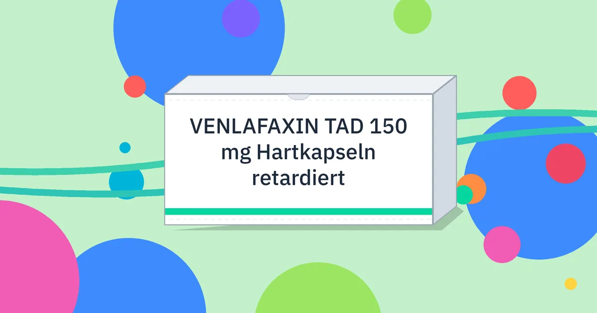Symbolbild: Packung mit der Aufschrift VENLAFAXIN TAD 150 mg Hartkapseln retardiert (PZN 02727798) – Verfügbarkeit und Bezug in Apotheken in Frankfurt am Main