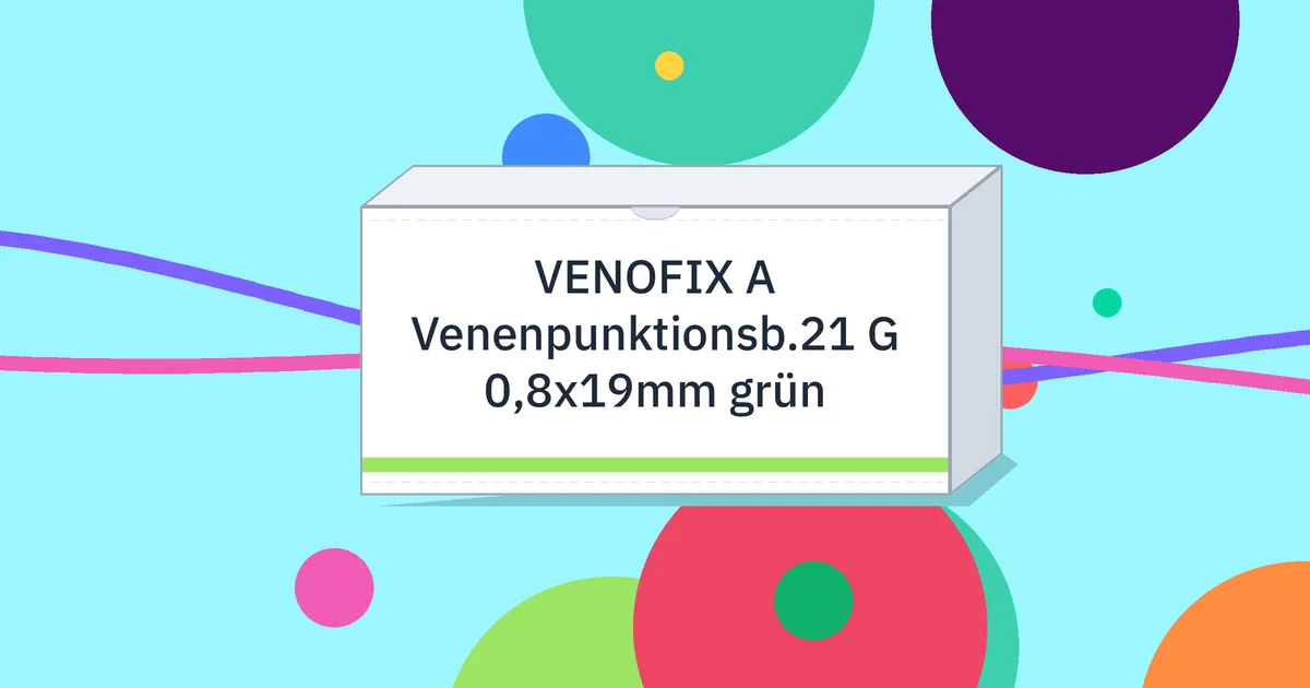 Symbolbild: Packung mit der Aufschrift VENOFIX A Venenpunktionsb.21 G 0,8x19mm grün (PZN 18605821) – Verfügbarkeit und Bezug in Apotheken in Frankfurt am Main