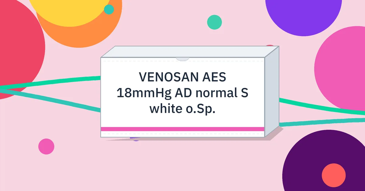 Symbolbild: Packung mit der Aufschrift VENOSAN AES 18mmHg AD normal S white o.Sp. (PZN 15323097) – Verfügbarkeit und Bezug in Apotheken in Frankfurt am Main