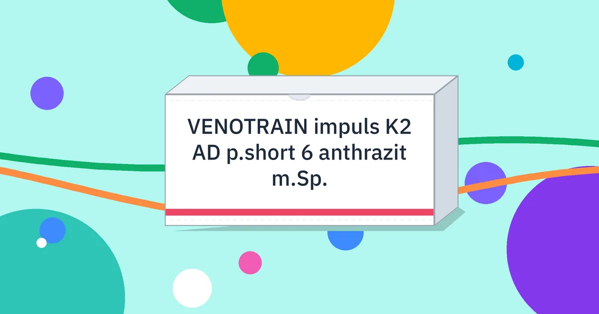 Symbolbild: Packung mit der Aufschrift VENOTRAIN impuls K2 AD p.short 6 anthrazit m.Sp. (PZN 15221824) – Verfügbarkeit und Bezug in Apotheken in Frankfurt am Main