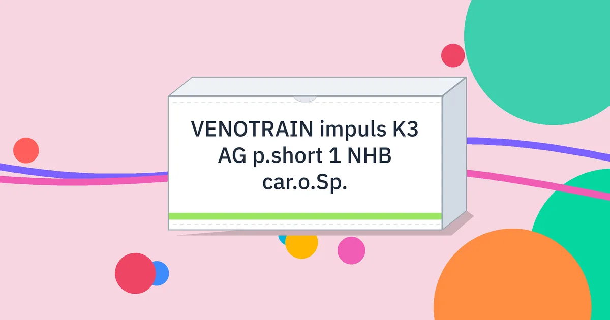 Symbolbild: Packung mit der Aufschrift VENOTRAIN impuls K3 AG p.short 1 NHB car.o.Sp. (PZN 08422226) – Verfügbarkeit und Bezug in Apotheken in Frankfurt am Main