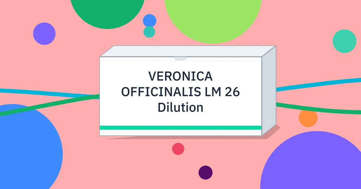 Symbolbild: Packung mit der Aufschrift VERONICA OFFICINALIS LM 26 Dilution (PZN 13270296) – Verfügbarkeit und Bezug in Apotheken in Frankfurt am Main