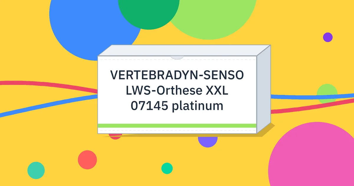 Symbolbild: Packung mit der Aufschrift VERTEBRADYN-SENSO LWS-Orthese XXL 07145 platinum (PZN 06826913) – Verfügbarkeit und Bezug in Apotheken in Frankfurt am Main