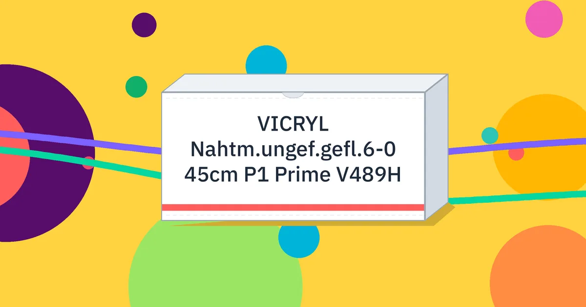Symbolbild: Packung mit der Aufschrift VICRYL Nahtm.ungef.gefl.6-0 45cm P1 Prime V489H (PZN 16810149) – Verfügbarkeit und Bezug in Apotheken in Frankfurt am Main
