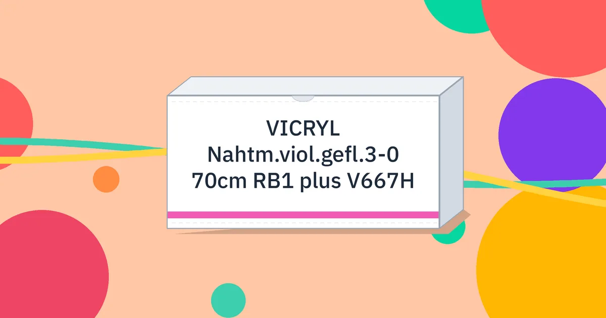 Symbolbild: Packung mit der Aufschrift VICRYL Nahtm.viol.gefl.3-0 70cm RB1 plus V667H (PZN 14163349) – Verfügbarkeit und Bezug in Apotheken in Frankfurt am Main