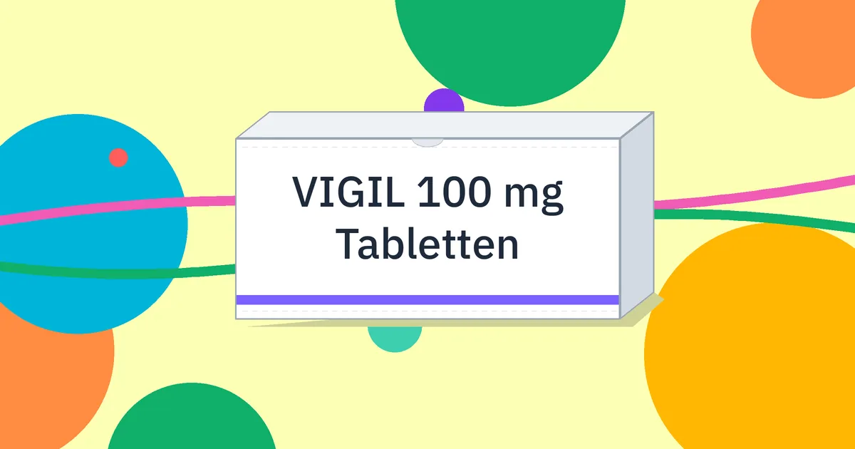 Symbolbild: Packung mit der Aufschrift VIGIL 100 mg Tabletten (PZN 19393309) – Verfügbarkeit und Bezug in Apotheken in Frankfurt am Main