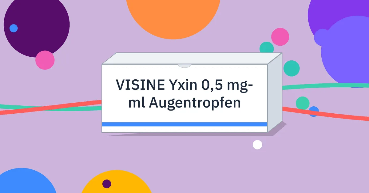 Symbolbild: Packung mit der Aufschrift VISINE Yxin 0,5 mg-ml Augentropfen (PZN 15298442) – Verfügbarkeit und Bezug in Apotheken in Frankfurt am Main