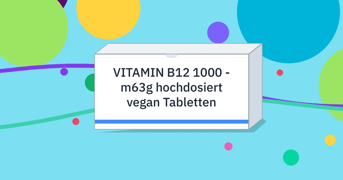 Symbolbild: Packung mit der Aufschrift VITAMIN B12 1000 -m63g hochdosiert vegan Tabletten (PZN 12580592) – Verfügbarkeit und Bezug in Apotheken in Frankfurt am Main