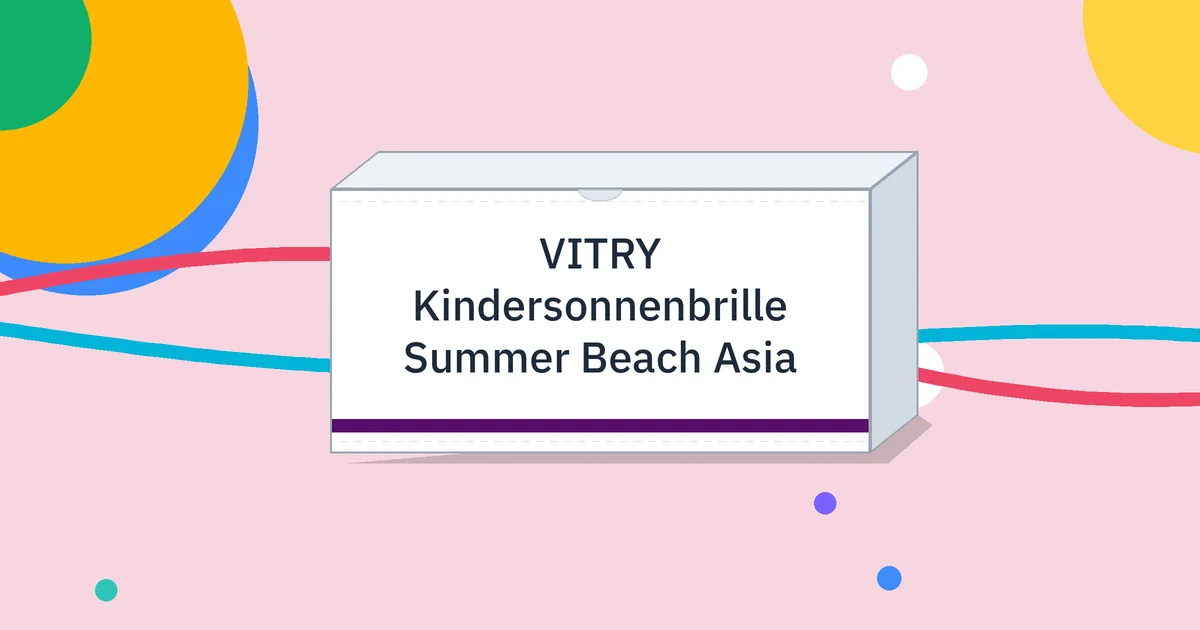 Symbolbild: Packung mit der Aufschrift VITRY Kindersonnenbrille Summer Beach Asia (PZN 18453009) – Verfügbarkeit und Bezug in Apotheken in Frankfurt am Main