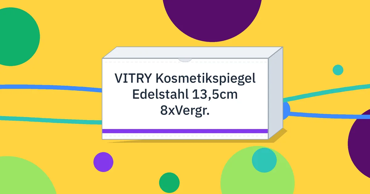 Symbolbild: Packung mit der Aufschrift VITRY Kosmetikspiegel Edelstahl 13,5cm 8xVergr. (PZN 11509126) – Verfügbarkeit und Bezug in Apotheken in Frankfurt am Main
