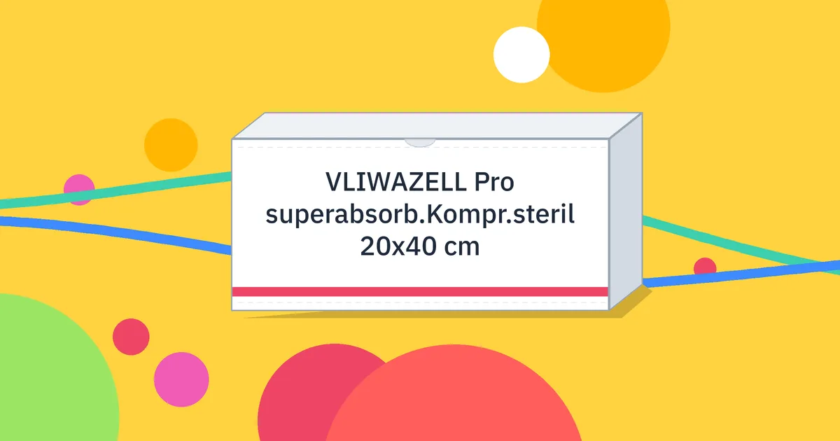 Symbolbild: Packung mit der Aufschrift VLIWAZELL Pro superabsorb.Kompr.steril 20x40 cm (PZN 19503896) – Verfügbarkeit und Bezug in Apotheken in Frankfurt am Main
