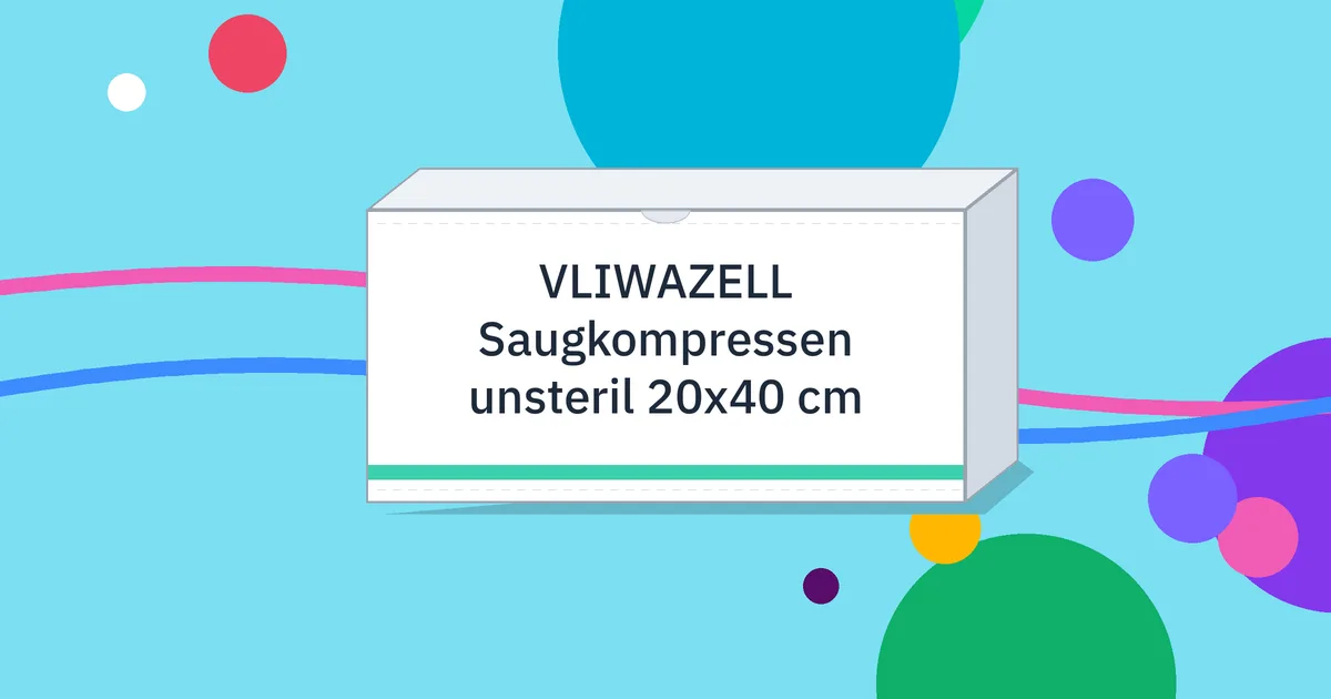 Symbolbild: Packung mit der Aufschrift VLIWAZELL Saugkompressen unsteril 20x40 cm (PZN 01027225) – Verfügbarkeit und Bezug in Apotheken in Frankfurt am Main