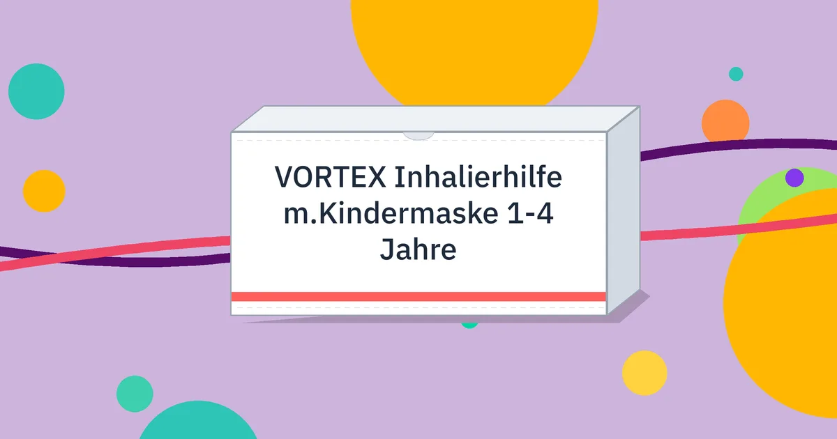 Symbolbild: Packung mit der Aufschrift VORTEX Inhalierhilfe m.Kindermaske 1-4 Jahre (PZN 18908102) – Verfügbarkeit und Bezug in Apotheken in Frankfurt am Main