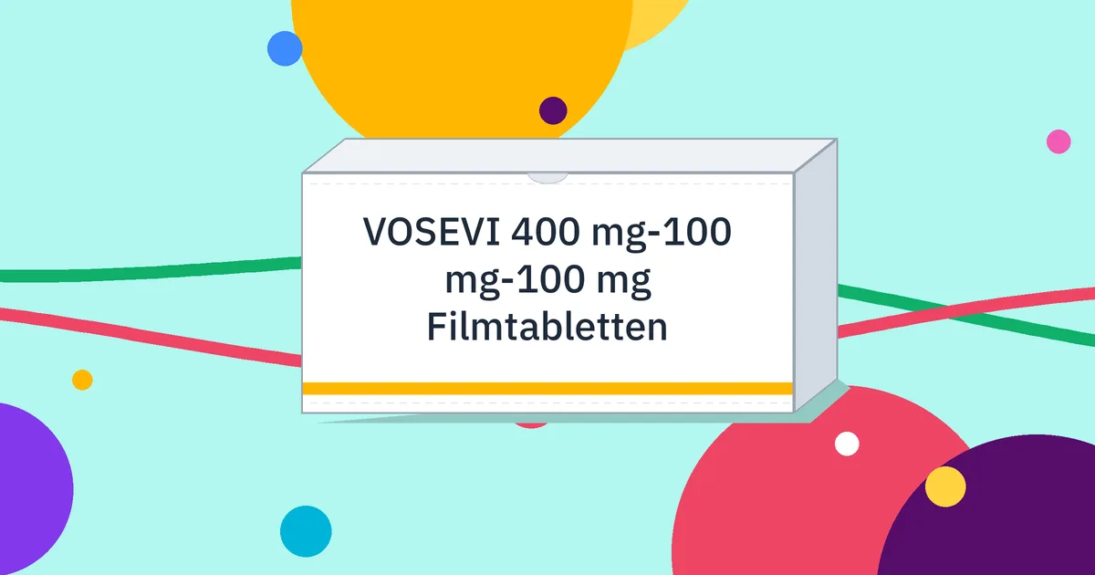 Symbolbild: Packung mit der Aufschrift VOSEVI 400 mg-100 mg-100 mg Filmtabletten (PZN 18119859) – Verfügbarkeit und Bezug in Apotheken in Frankfurt am Main
