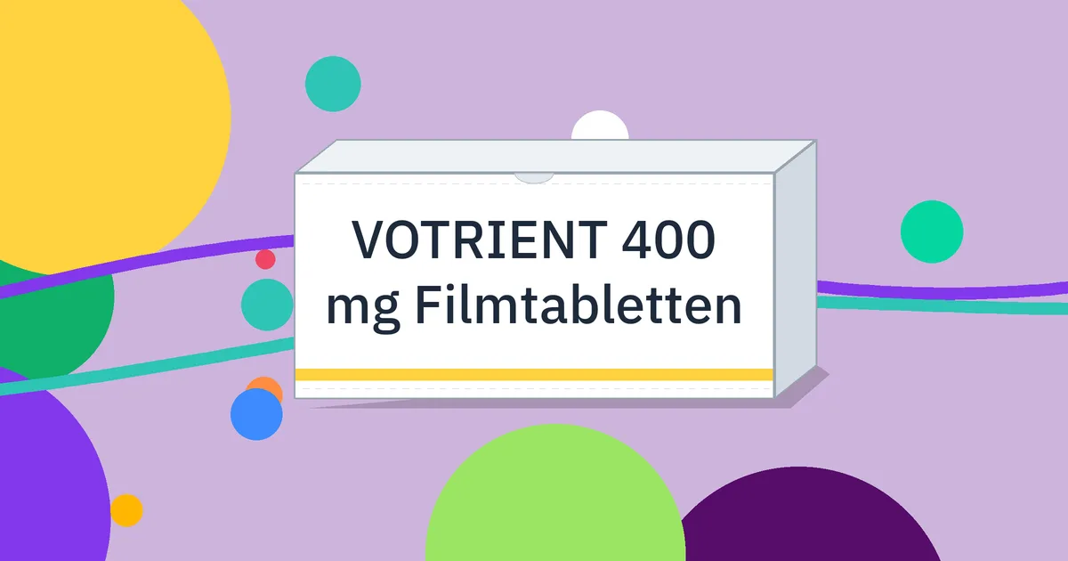 Symbolbild: Packung mit der Aufschrift VOTRIENT 400 mg Filmtabletten (PZN 14354411) – Verfügbarkeit und Bezug in Apotheken in Frankfurt am Main