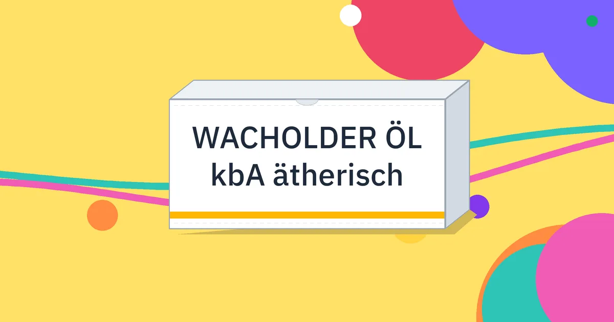 Symbolbild: Packung mit der Aufschrift WACHOLDER ÖL kbA ätherisch (PZN 00722242) – Verfügbarkeit und Bezug in Apotheken in Frankfurt am Main