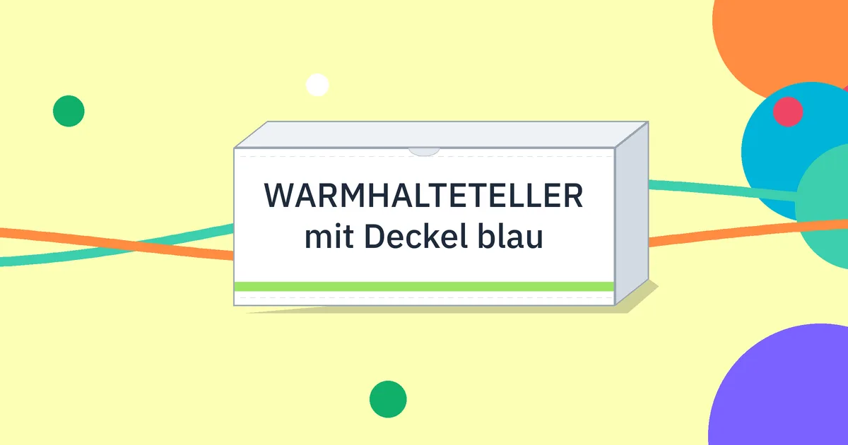 Symbolbild: Packung mit der Aufschrift WARMHALTETELLER mit Deckel blau (PZN 00913752) – Verfügbarkeit und Bezug in Apotheken in Frankfurt am Main