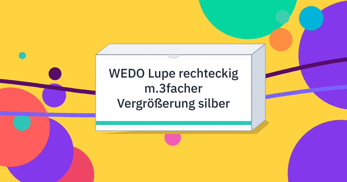 Symbolbild: Packung mit der Aufschrift WEDO Lupe rechteckig m.3facher Vergrößerung silber (PZN 14318013) – Verfügbarkeit und Bezug in Apotheken in Frankfurt am Main