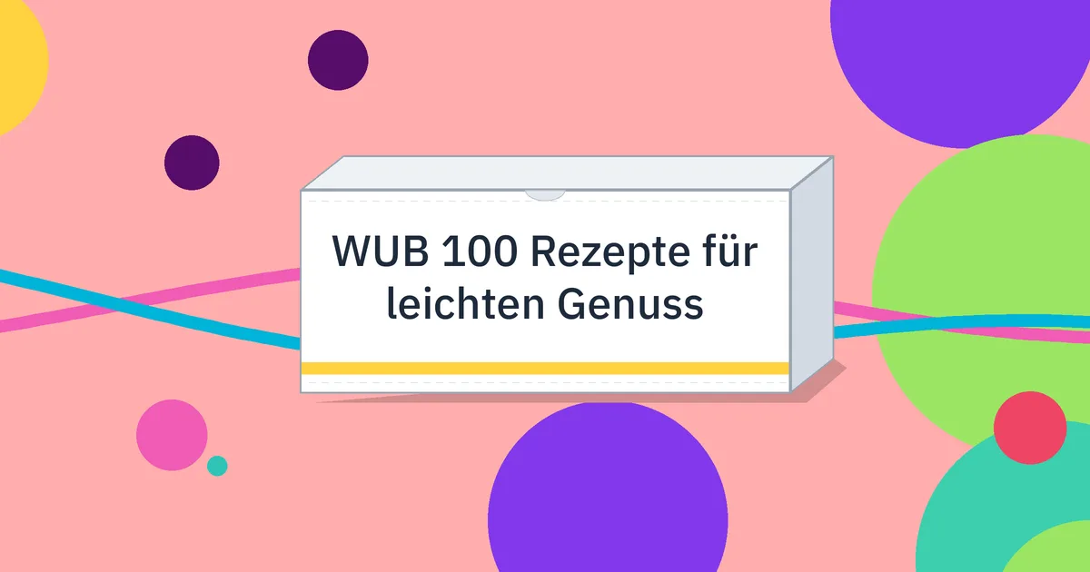 Symbolbild: Packung mit der Aufschrift WUB 100 Rezepte für leichten Genuss (PZN 11651539) – Verfügbarkeit und Bezug in Apotheken in Frankfurt am Main