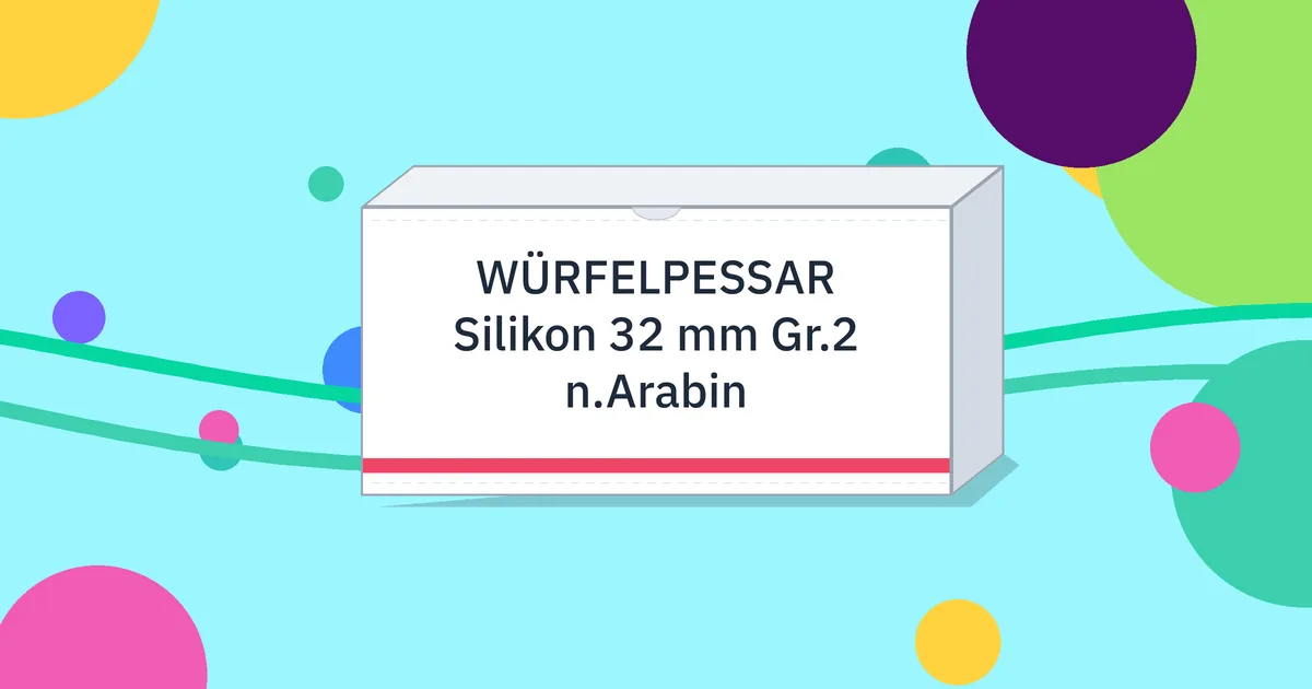 Symbolbild: Packung mit der Aufschrift WÜRFELPESSAR Silikon 32 mm Gr.2 n.Arabin (PZN 00242097) – Verfügbarkeit und Bezug in Apotheken in Frankfurt am Main