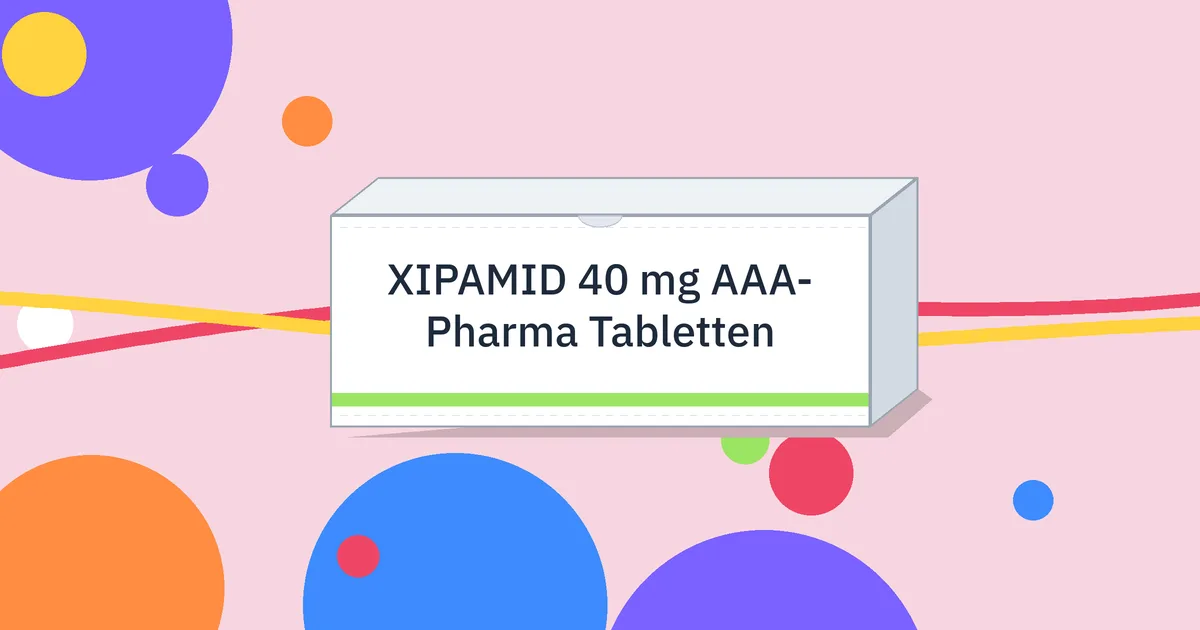 Symbolbild: Packung mit der Aufschrift XIPAMID 40 mg AAA-Pharma Tabletten (PZN 01339350) – Verfügbarkeit und Bezug in Apotheken in Frankfurt am Main