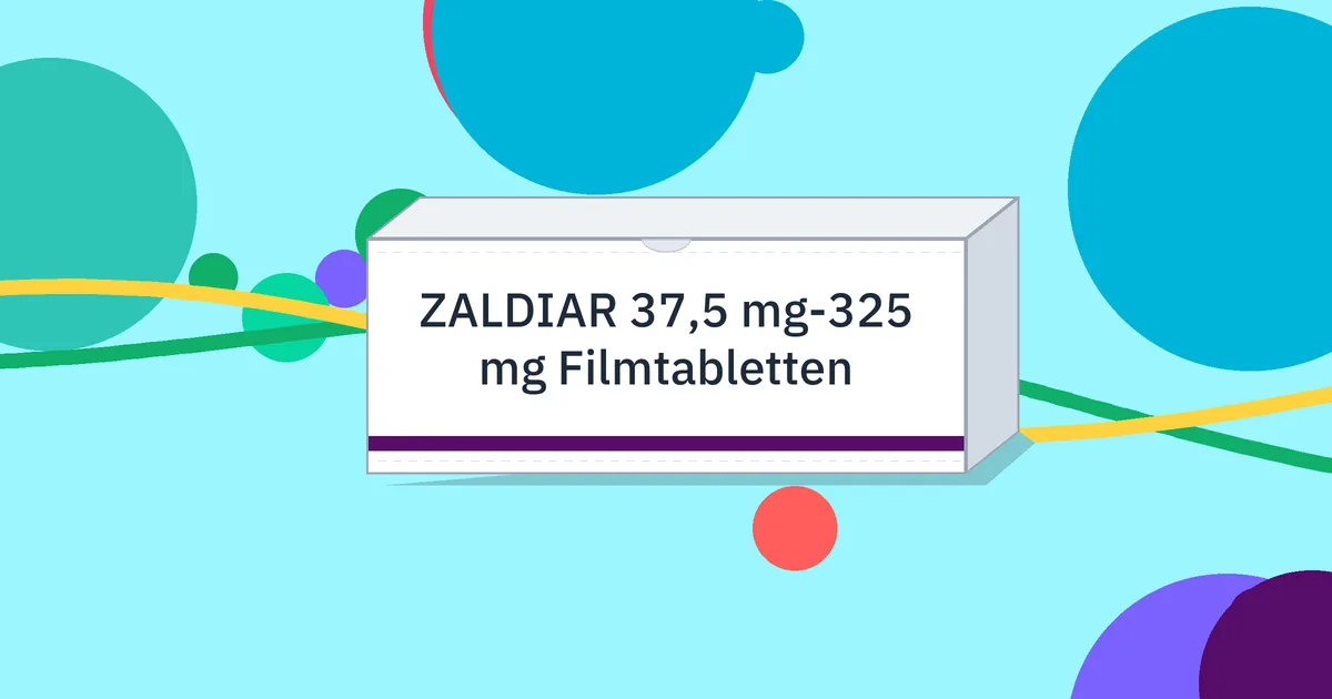 Symbolbild: Packung mit der Aufschrift ZALDIAR 37,5 mg-325 mg Filmtabletten (PZN 09307177) – Verfügbarkeit und Bezug in Apotheken in Frankfurt am Main