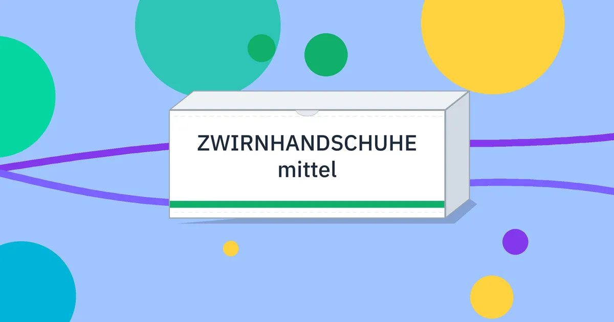 Symbolbild: Packung mit der Aufschrift ZWIRNHANDSCHUHE mittel (PZN 01334306) – Verfügbarkeit und Bezug in Apotheken in Frankfurt am Main