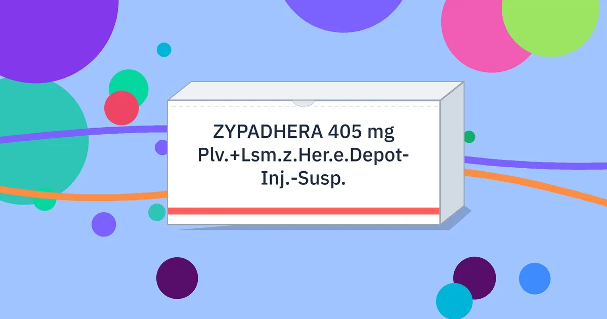 Symbolbild: Packung mit der Aufschrift ZYPADHERA 405 mg Plv.+Lsm.z.Her.e.Depot-Inj.-Susp. (PZN 19744387) – Verfügbarkeit und Bezug in Apotheken in Frankfurt am Main