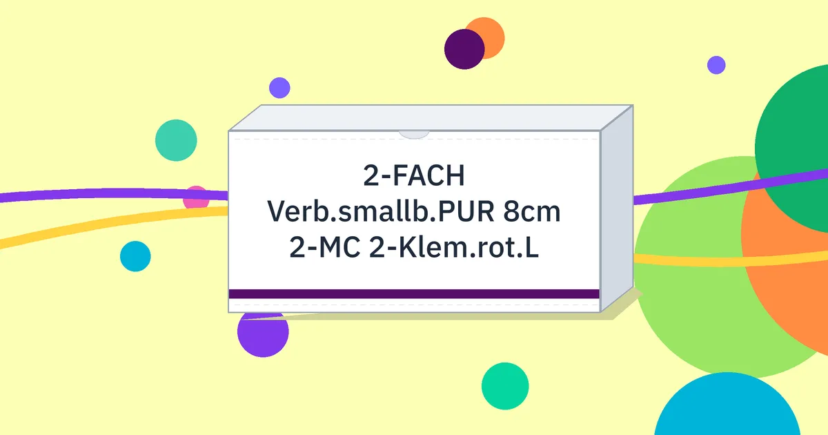 Symbolbild: Packung mit der Aufschrift 2-FACH Verb.smallb.PUR 8cm 2-MC 2-Klem.rot.L (PZN 19515020) – Verfügbarkeit und Bezug in Apotheken in Frankfurt am Main
