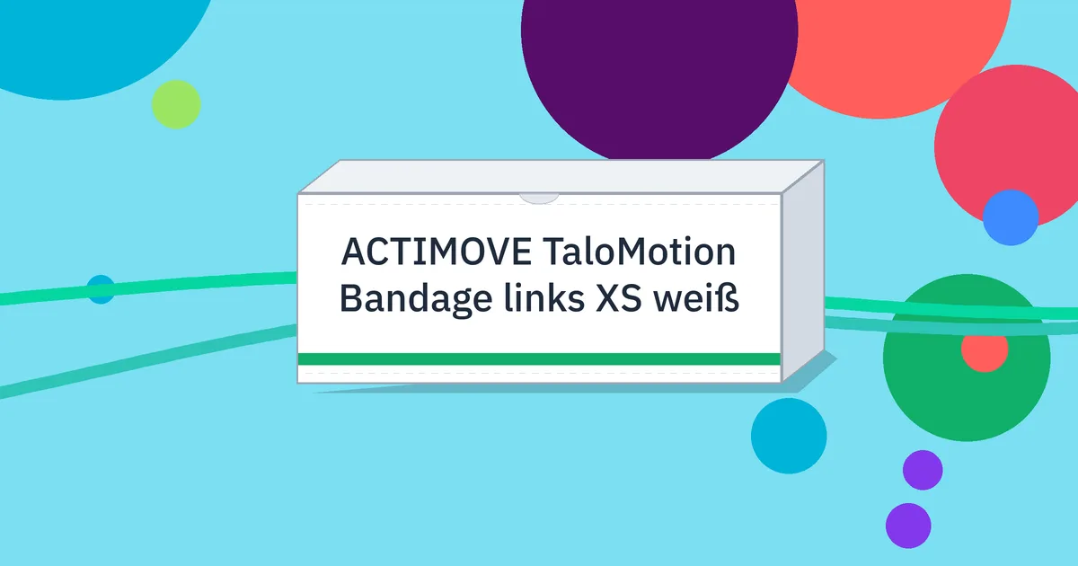 Symbolbild: Packung mit der Aufschrift ACTIMOVE TaloMotion Bandage links XS weiß (PZN 17948677) – Verfügbarkeit und Bezug in Apotheken in Frankfurt am Main