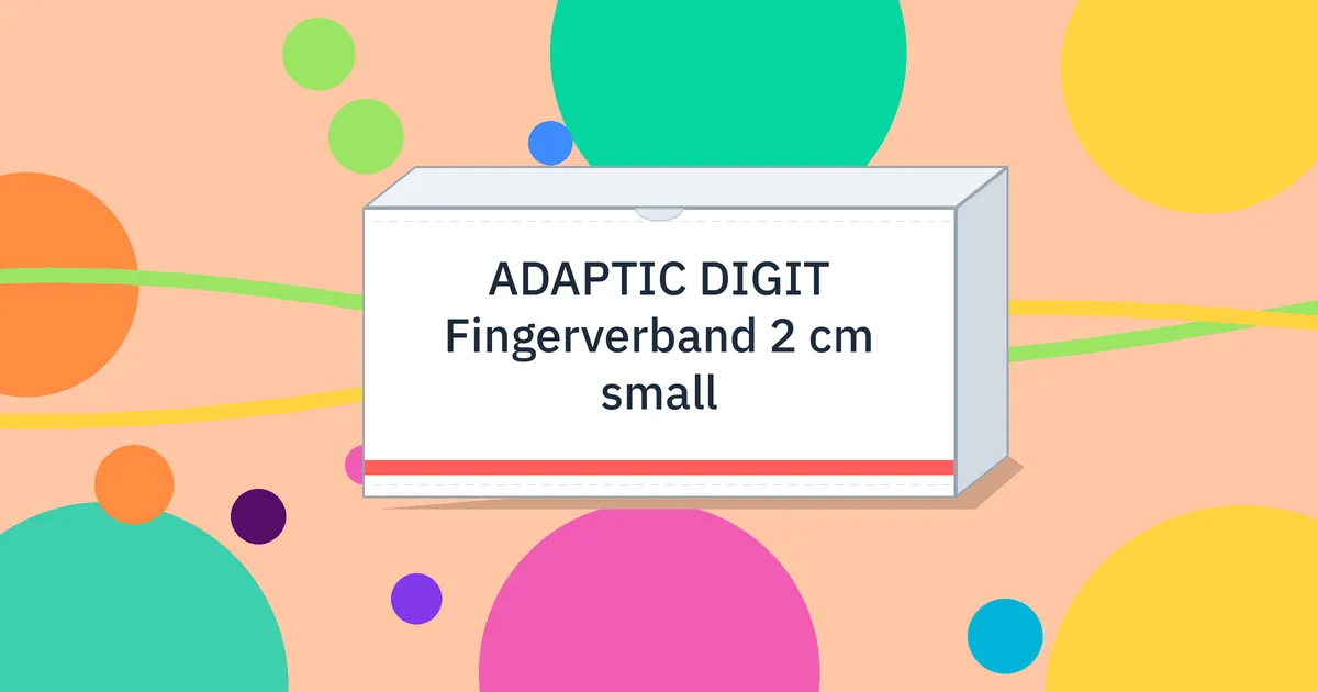 Symbolbild: Packung mit der Aufschrift ADAPTIC DIGIT Fingerverband 2 cm small (PZN 09227917) – Verfügbarkeit und Bezug in Apotheken in Frankfurt am Main