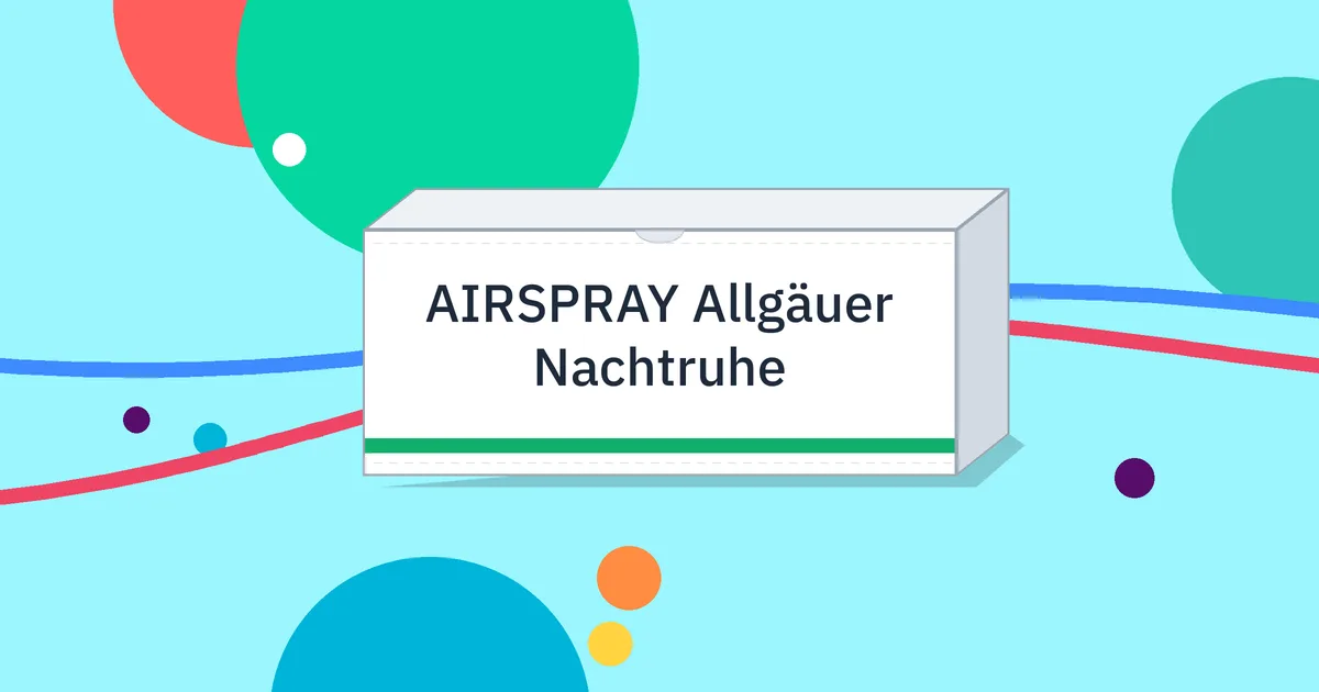Symbolbild: Packung mit der Aufschrift AIRSPRAY Allgäuer Nachtruhe (PZN 16898285) – Verfügbarkeit und Bezug in Apotheken in Frankfurt am Main