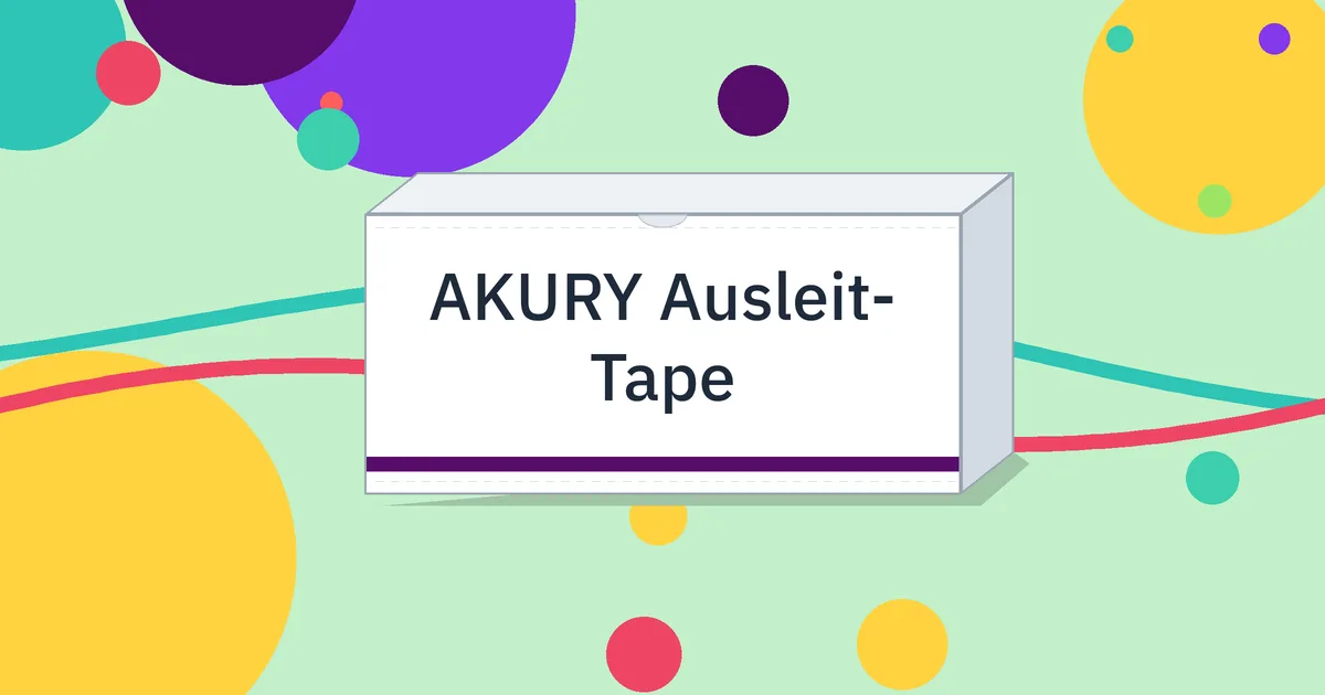Symbolbild: Packung mit der Aufschrift AKURY Ausleit-Tape (PZN 20510571) – Verfügbarkeit und Bezug in Apotheken in Frankfurt am Main