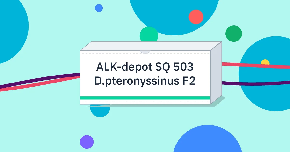 Symbolbild: Packung mit der Aufschrift ALK-depot SQ 503 D.pteronyssinus F2 (PZN 03877181) – Verfügbarkeit und Bezug in Apotheken in Frankfurt am Main