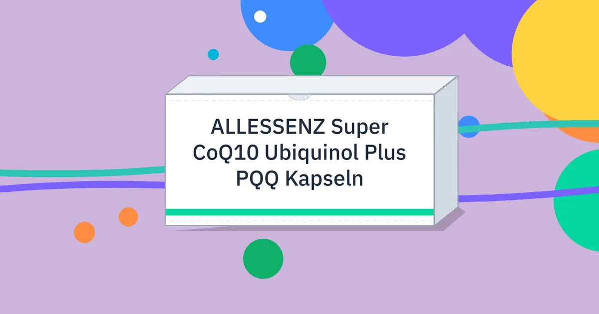 Symbolbild: Packung mit der Aufschrift ALLESSENZ Super CoQ10 Ubiquinol Plus PQQ Kapseln (PZN 20053725) – Verfügbarkeit und Bezug in Apotheken in Frankfurt am Main