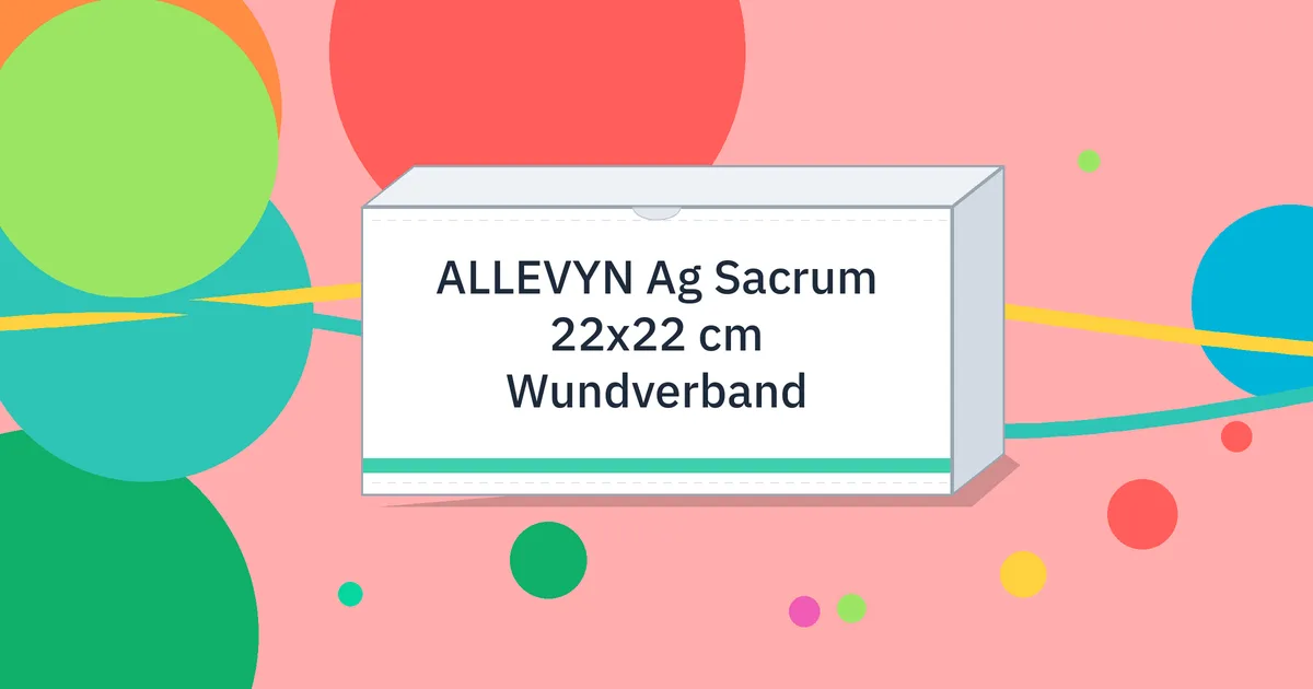 Symbolbild: Packung mit der Aufschrift ALLEVYN Ag Sacrum 22x22 cm Wundverband (PZN 12555654) – Verfügbarkeit und Bezug in Apotheken in Frankfurt am Main