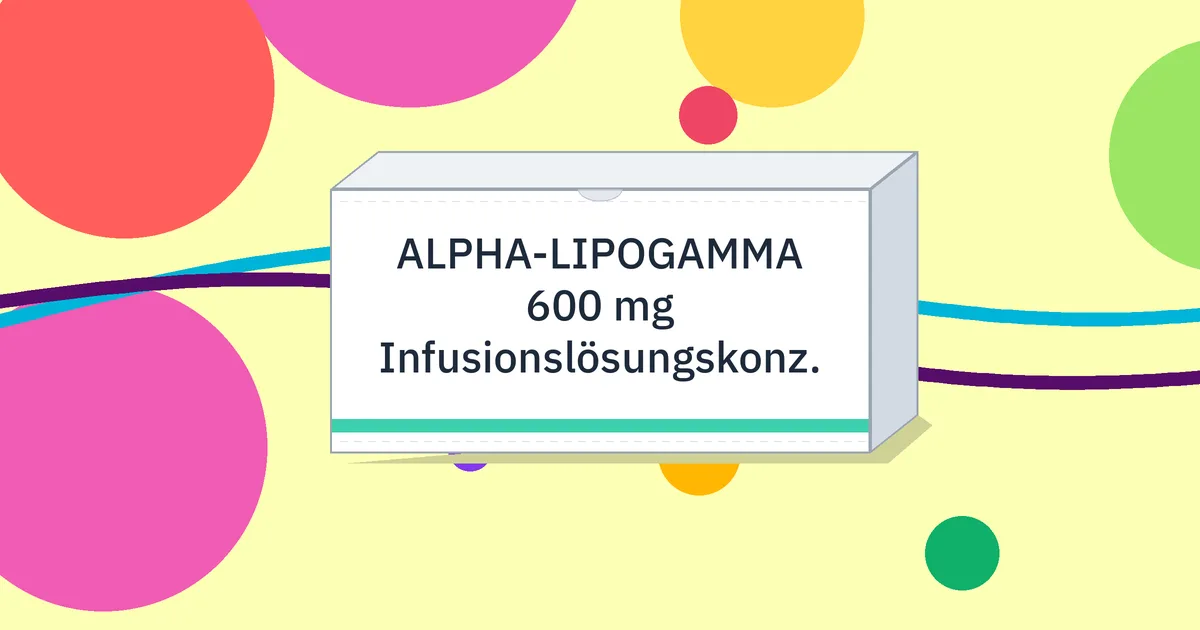 Symbolbild: Packung mit der Aufschrift ALPHA-LIPOGAMMA 600 mg Infusionslösungskonz. (PZN 02757380) – Verfügbarkeit und Bezug in Apotheken in Frankfurt am Main