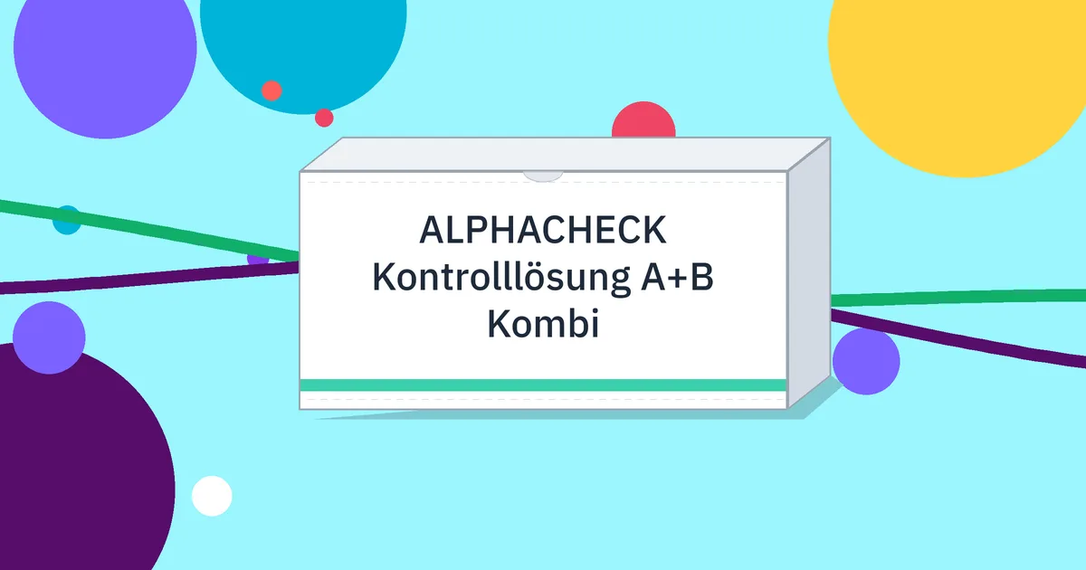 Symbolbild: Packung mit der Aufschrift ALPHACHECK Kontrolllösung A+B Kombi (PZN 18670480) – Verfügbarkeit und Bezug in Apotheken in Frankfurt am Main