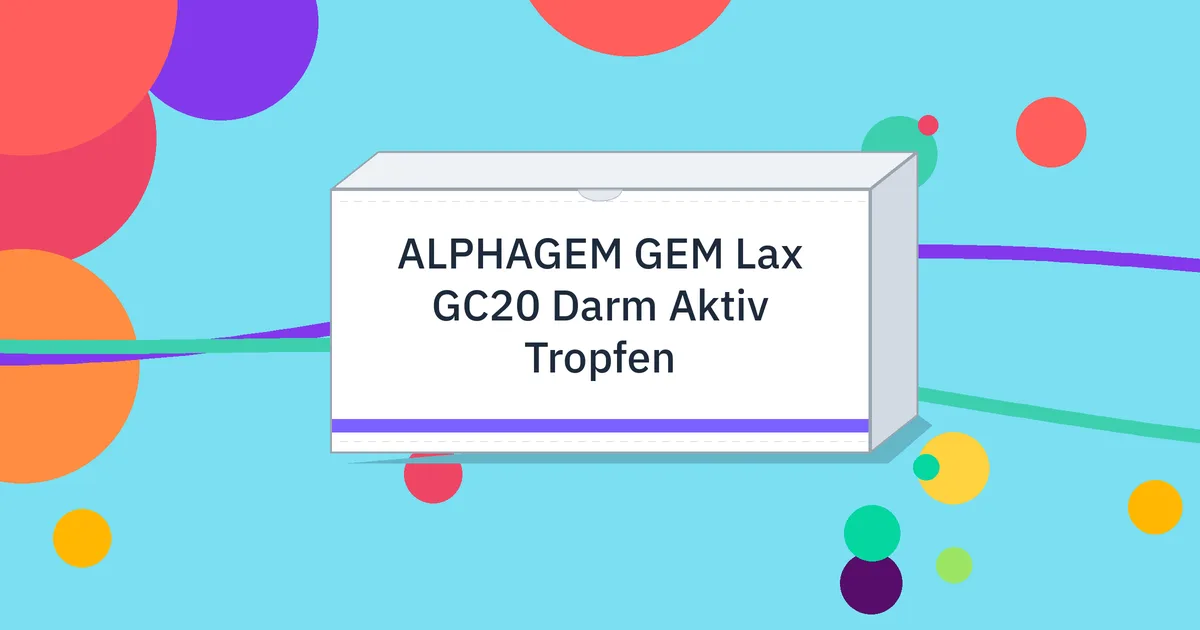 Symbolbild: Packung mit der Aufschrift ALPHAGEM GEM Lax GC20 Darm Aktiv Tropfen (PZN 20296652) – Verfügbarkeit und Bezug in Apotheken in Frankfurt am Main