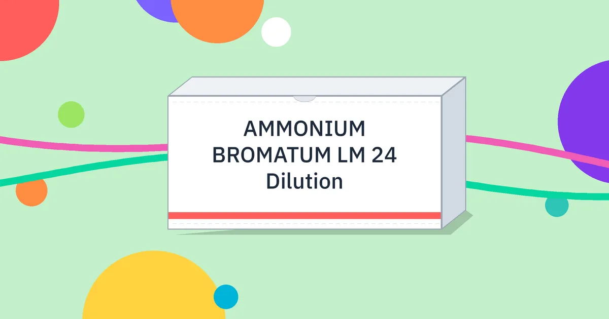 Symbolbild: Packung mit der Aufschrift AMMONIUM BROMATUM LM 24 Dilution (PZN 13320568) – Verfügbarkeit und Bezug in Apotheken in Frankfurt am Main
