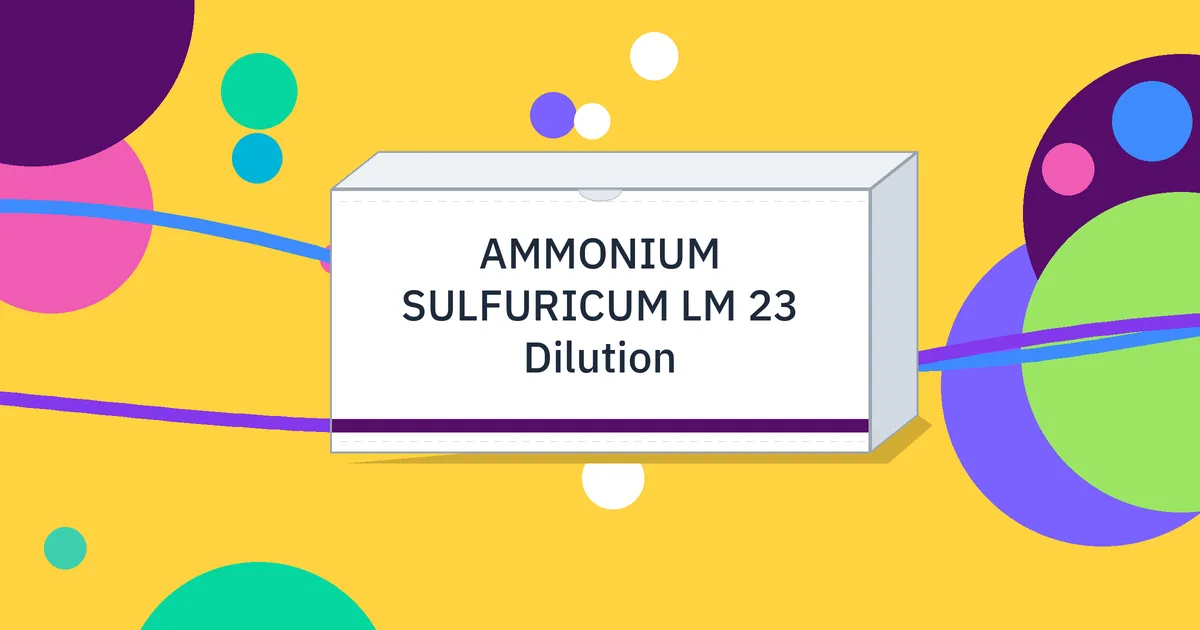 Symbolbild: Packung mit der Aufschrift AMMONIUM SULFURICUM LM 23 Dilution (PZN 13323348) – Verfügbarkeit und Bezug in Apotheken in Frankfurt am Main