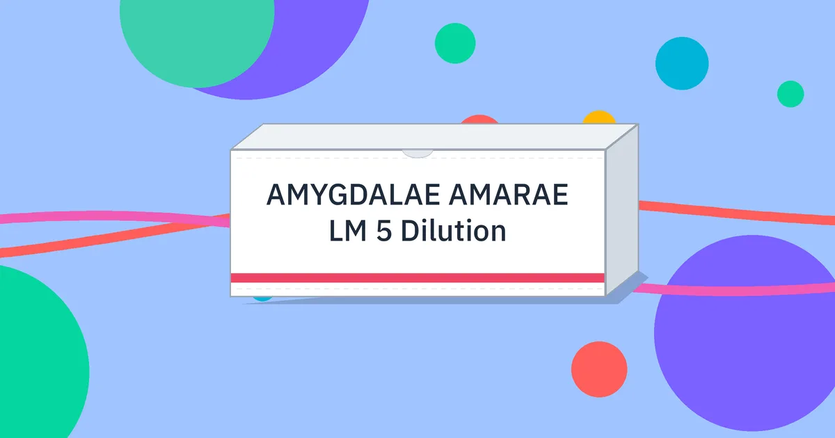 Symbolbild: Packung mit der Aufschrift AMYGDALAE AMARAE LM 5 Dilution (PZN 13325488) – Verfügbarkeit und Bezug in Apotheken in Frankfurt am Main