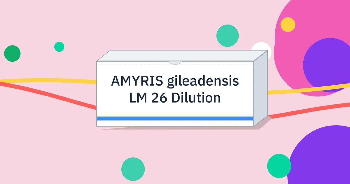 Symbolbild: Packung mit der Aufschrift AMYRIS gileadensis LM 26 Dilution (PZN 13327145) – Verfügbarkeit und Bezug in Apotheken in Frankfurt am Main