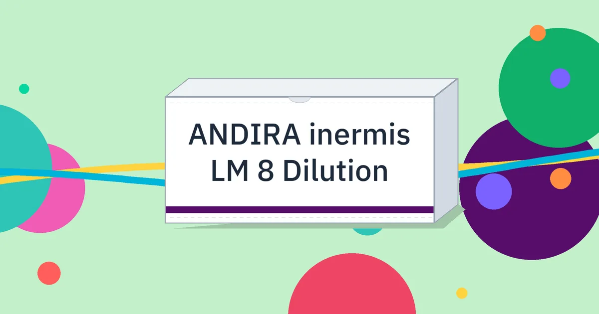 Symbolbild: Packung mit der Aufschrift ANDIRA inermis LM 8 Dilution (PZN 13329227) – Verfügbarkeit und Bezug in Apotheken in Frankfurt am Main
