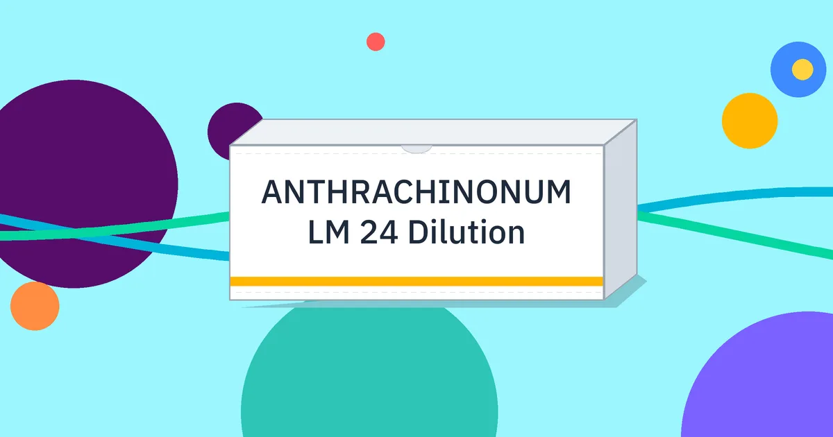 Symbolbild: Packung mit der Aufschrift ANTHRACHINONUM LM 24 Dilution (PZN 13370939) – Verfügbarkeit und Bezug in Apotheken in Frankfurt am Main
