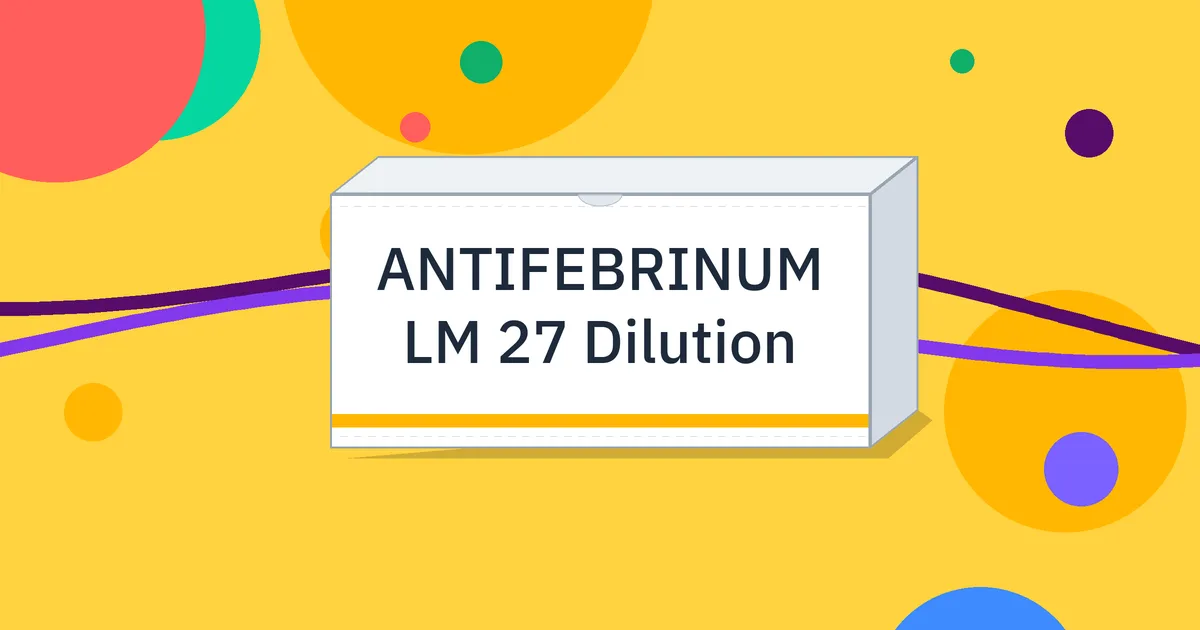 Symbolbild: Packung mit der Aufschrift ANTIFEBRINUM LM 27 Dilution (PZN 13371896) – Verfügbarkeit und Bezug in Apotheken in Frankfurt am Main