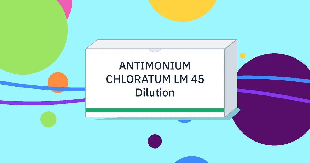 Symbolbild: Packung mit der Aufschrift ANTIMONIUM CHLORATUM LM 45 Dilution (PZN 13372944) – Verfügbarkeit und Bezug in Apotheken in Frankfurt am Main