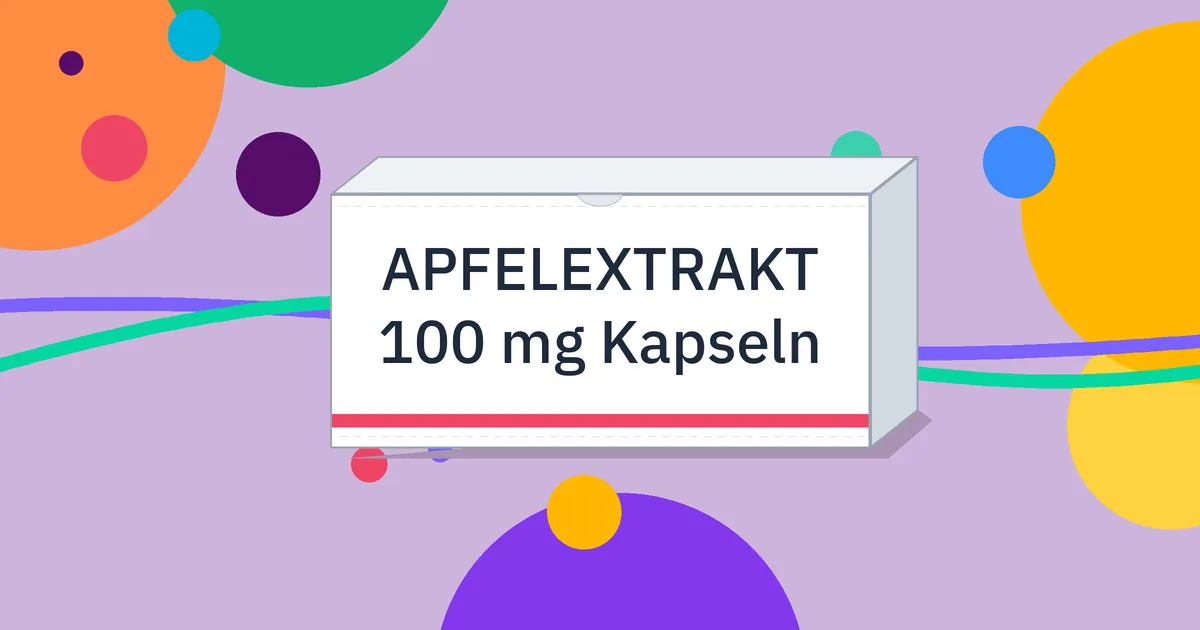 Symbolbild: Packung mit der Aufschrift APFELEXTRAKT 100 mg Kapseln (PZN 03172813) – Verfügbarkeit und Bezug in Apotheken in Frankfurt am Main