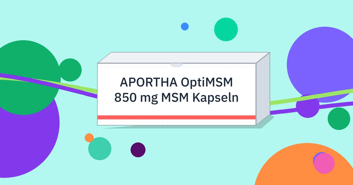 Symbolbild: Packung mit der Aufschrift APORTHA OptiMSM 850 mg MSM Kapseln (PZN 11702981) – Verfügbarkeit und Bezug in Apotheken in Frankfurt am Main